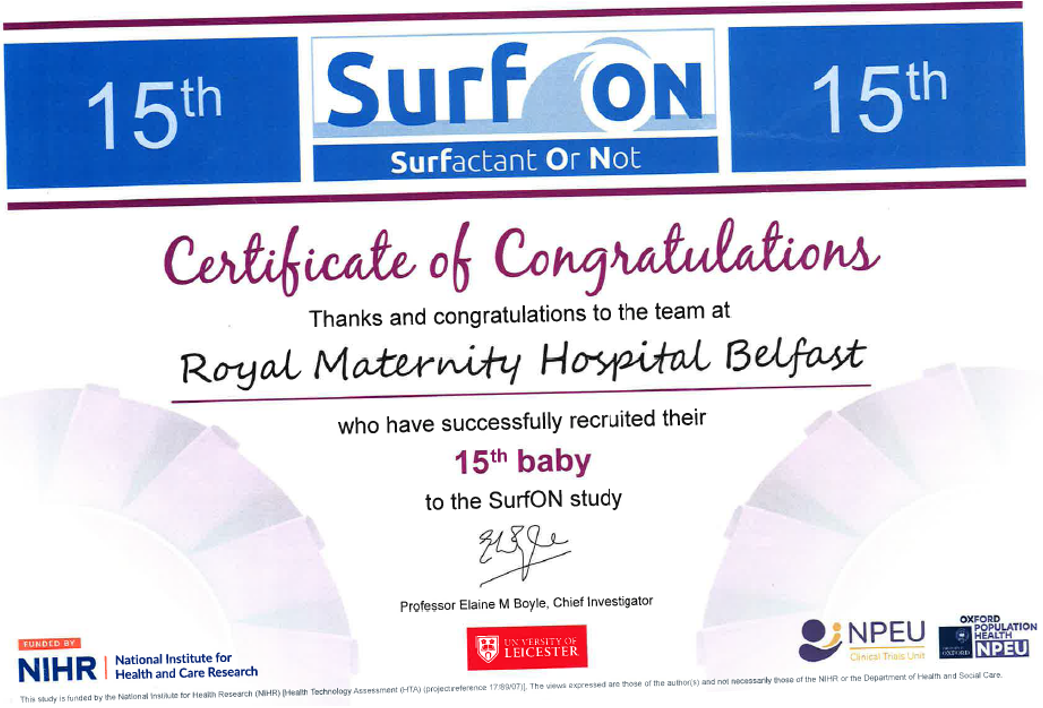 15th Baby Recruited to the SurfON Study – BHSCT – Clinical Research Network